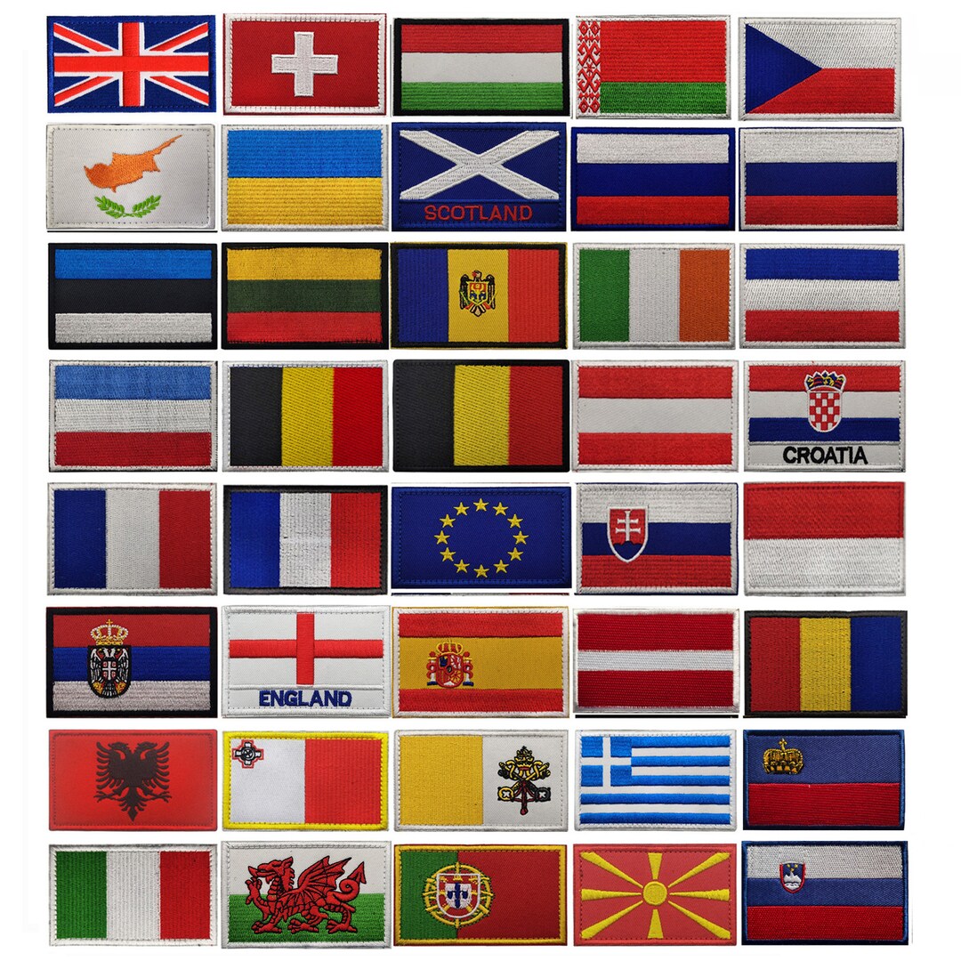 Europe Country Flag Embroidered Patches UK Germany Italy Holland France ...