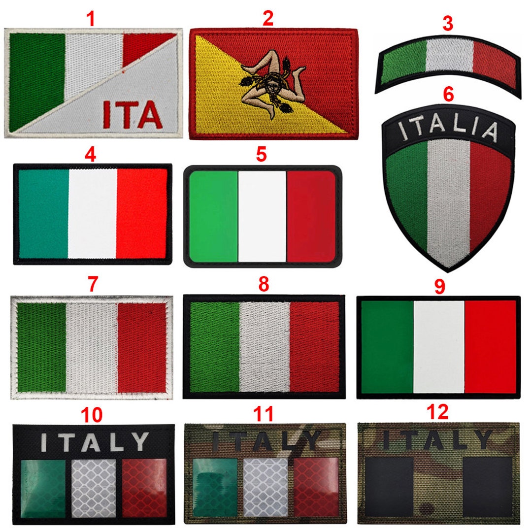 Embroidered Patches Italy Flag Patch PVC Rubber Tactical Military Emblem Italian Flags IR ...
