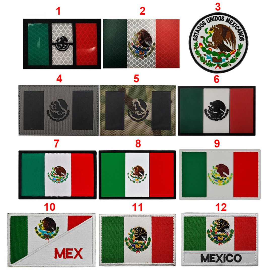 Mexico Flag IR Reflective Embroidered 3D PVC Rubber Mexican Flags ...