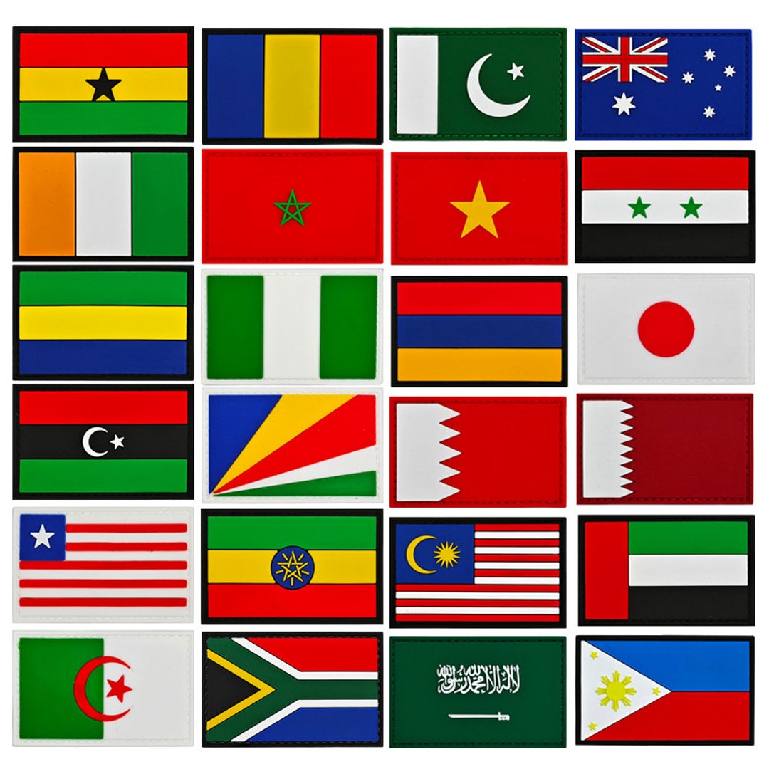 Africa Asia Oceania National PVC Rubber Flag Patches Tactical Military ...