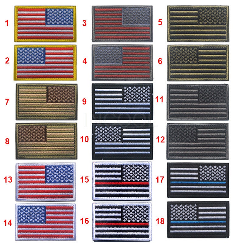 Embroidered Patches Left Right Shoulder US American USA Flag Patch ...