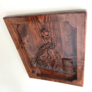 Cowboy Barrel Racing, Horses Cowboy Barrel Racing, 3D Carving Art Wall ...