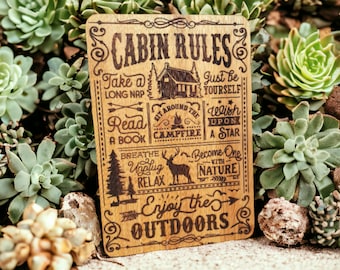 Cabin Rules Wooden Sign Cabin Rules Distressed Sign Cabin - Etsy