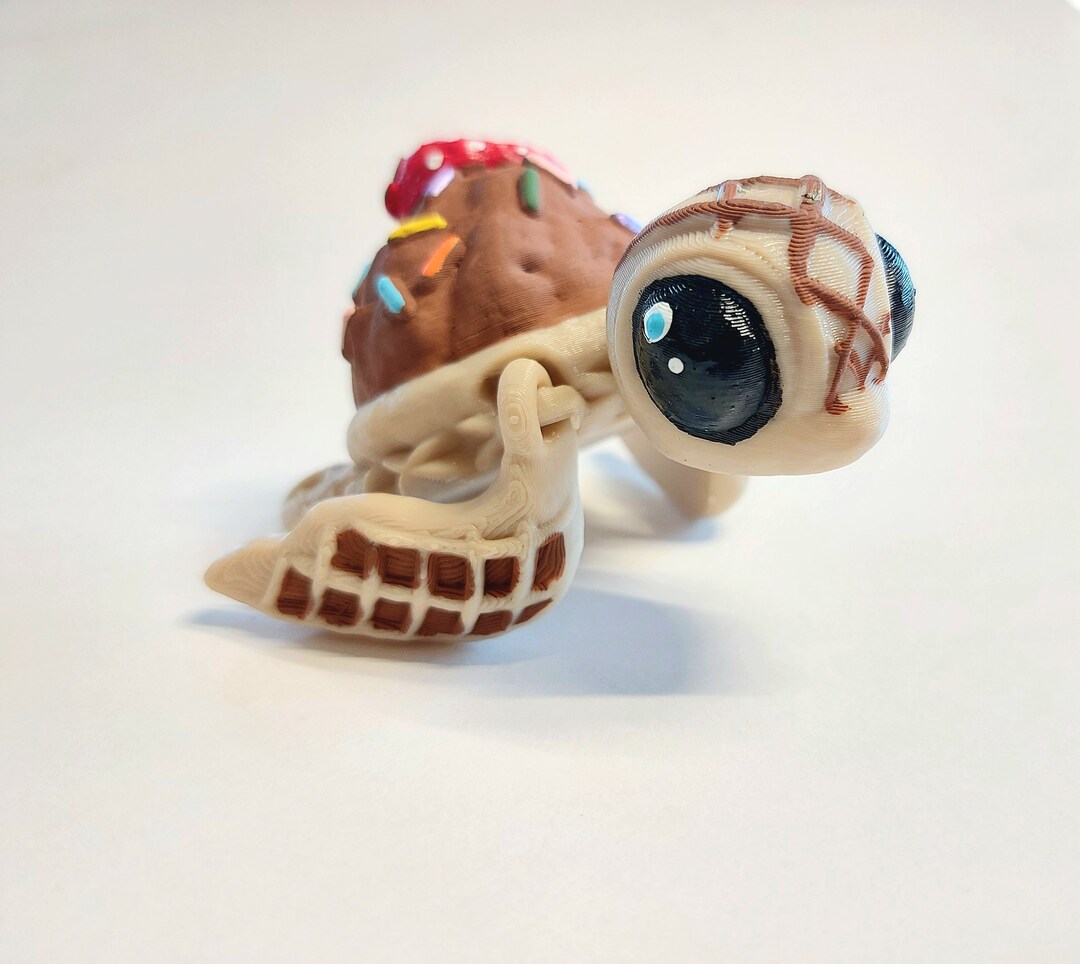 Sweet Ice Cream Baby Turtle 3D Printed Articulated Fidget Toy, Stress ...