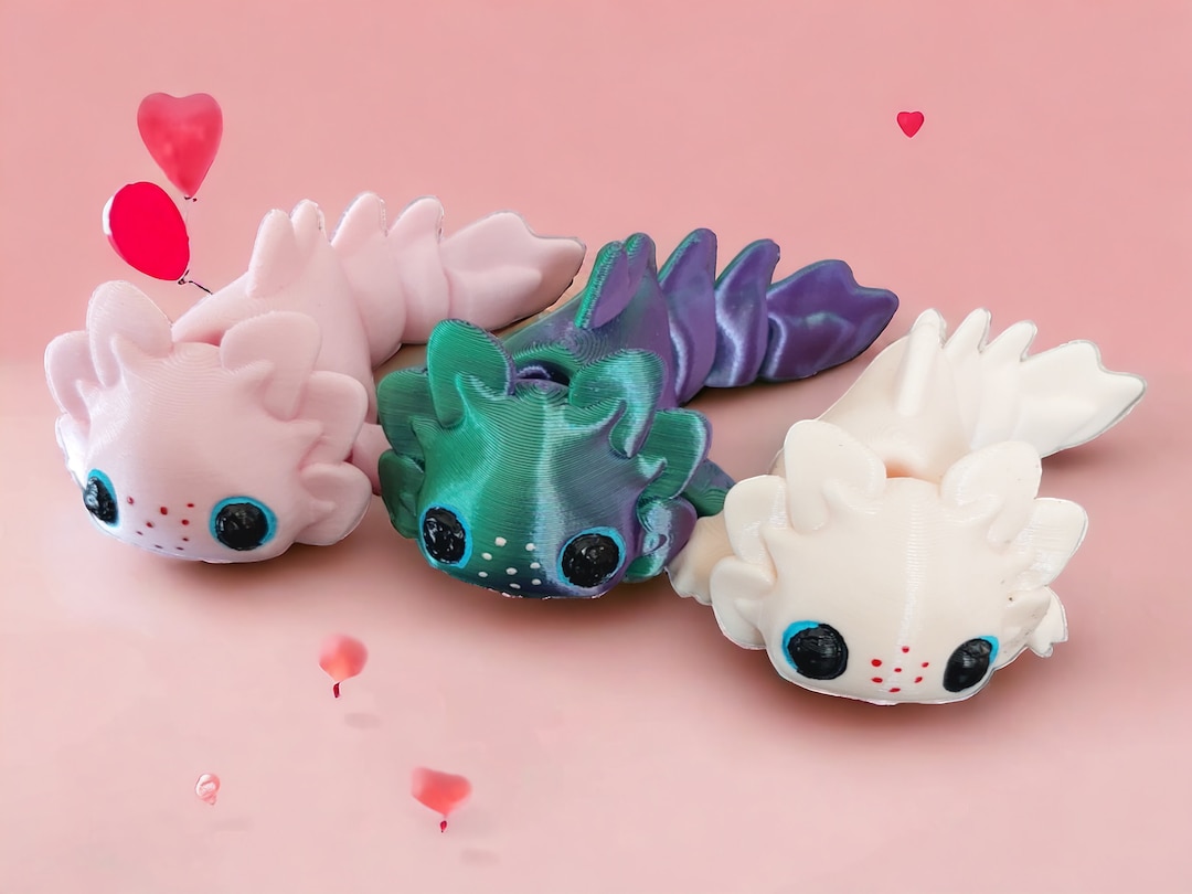 Axolotl Animals 3D Printed Articulated Fidget Toy, Axolotls Toys Party ...
