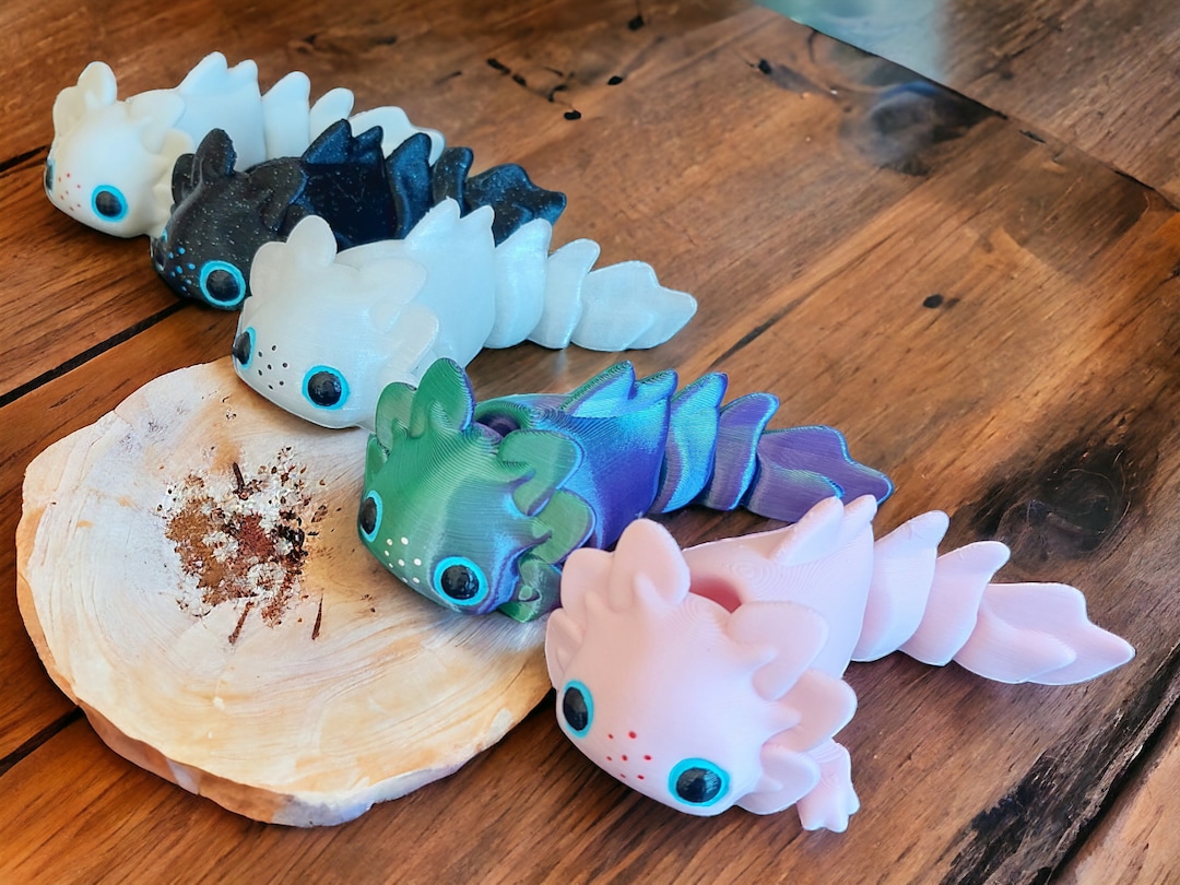 Axolotl Animals 3D Printed Articulated Fidget Toy, Axolotls Toys Party ...
