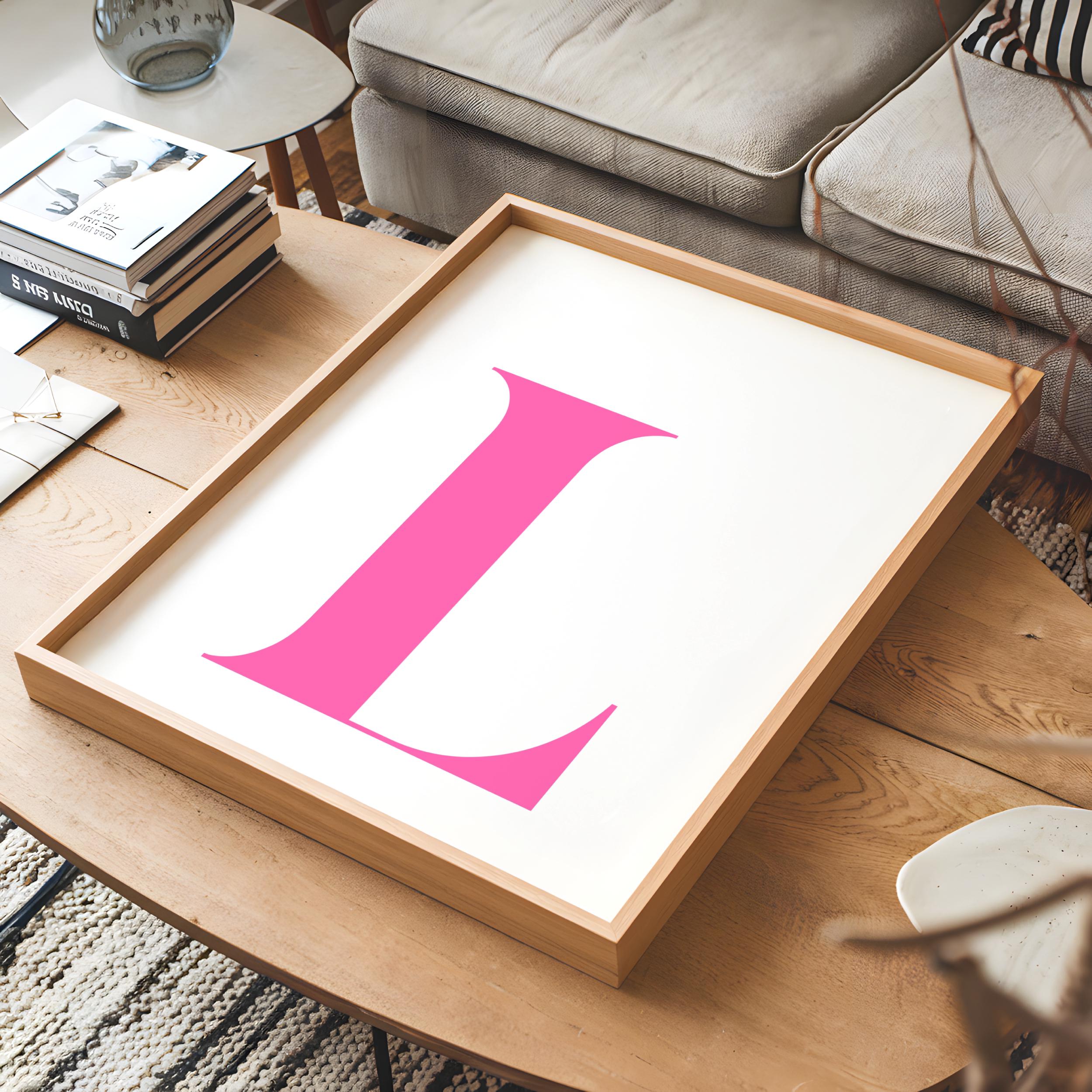 Letter L Printable Poster Hot Pink L Monogram Print Bright Pink Initial ...