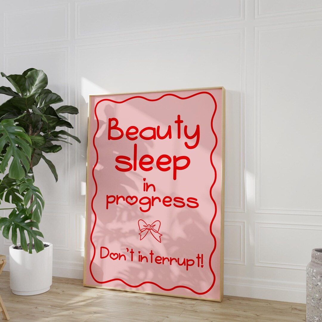 Beauty Sleep in Progress Printable Wall Art Feminine Light Pink and Red ...