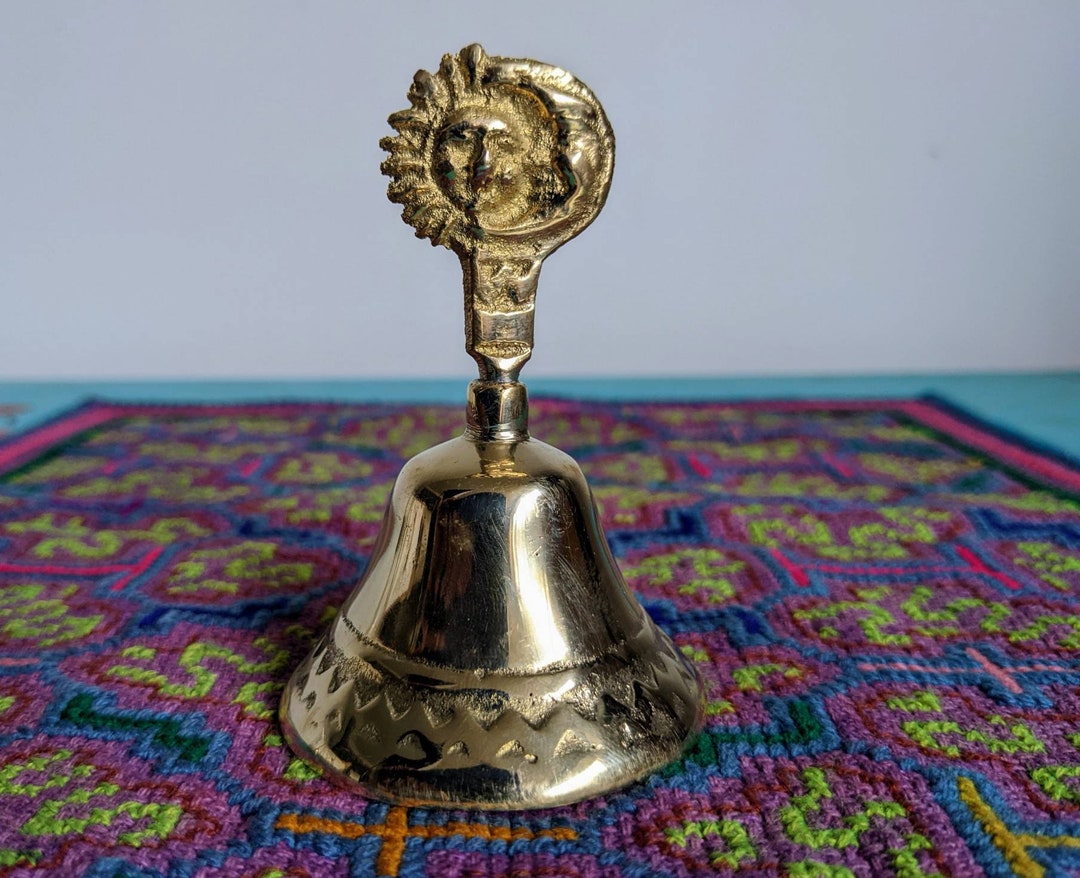 CEREMONY BRASS BELL for Shamanic Healing Ceremony Peru Moon Sun Tumi ...