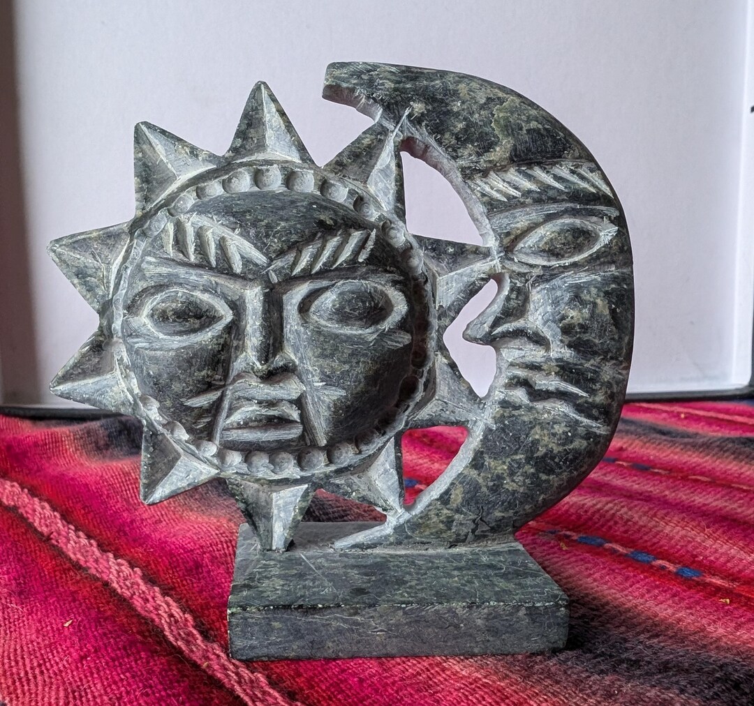 Andean Sun Moon Serpentinite Statue: Machu Picchu Altar Figurine - Etsy