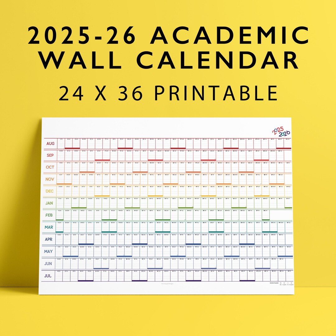 2025-26 Academic Wall Calendar Year at a Glance | 24x36 Printable ...
