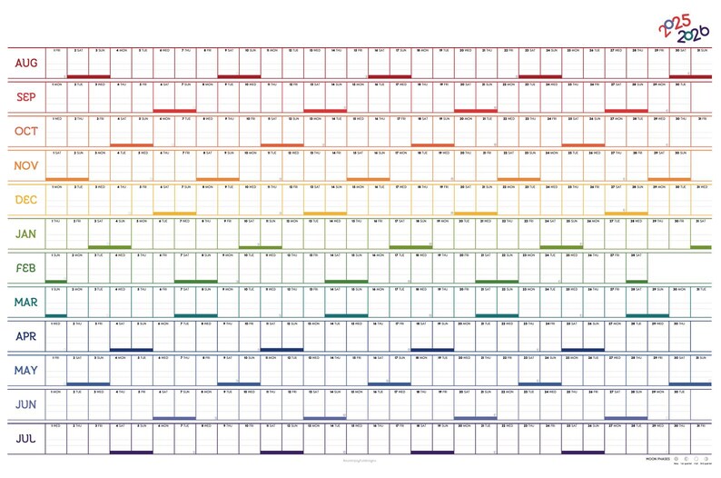 2025-26 Academic Wall Calendar Year at a Glance | 24x36 Printable ...