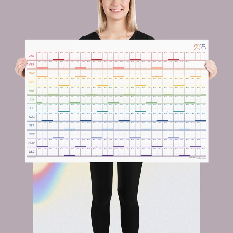 2025 Large Wall Calendar Print 24x36 Lined Cells 24x36 Horizontal ...