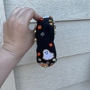 Halloween Spooky Season Ghost Pumpkin Gem Crystal Top Knot Headband - Etsy