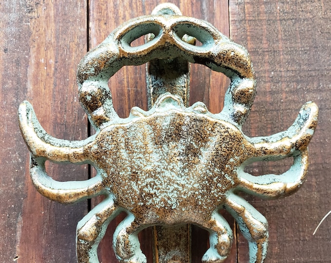 Crab Door Knocker Cast Iron Blue Crab Decor Nautical Beach Home Tiki ...