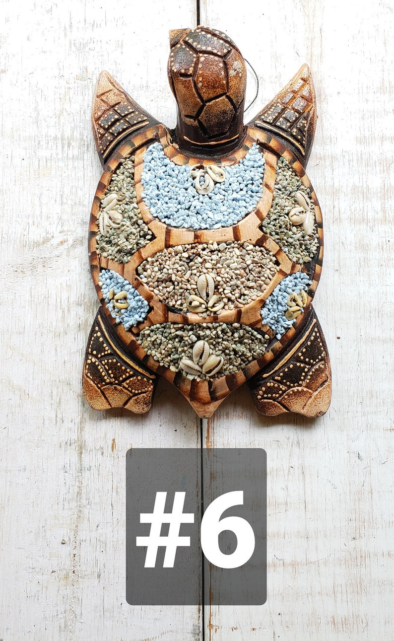 Sea Turtle ONE hand carved wood turtle seashell wall decor | Etsy