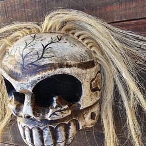 Skeleton Skull Pirate Decor Caribbean Hand Carved Wood Tiki Mask ...