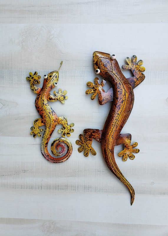 Gecko Lizard Metal Wall Decor Tropical Tiki Decor Set of 2 | Etsy