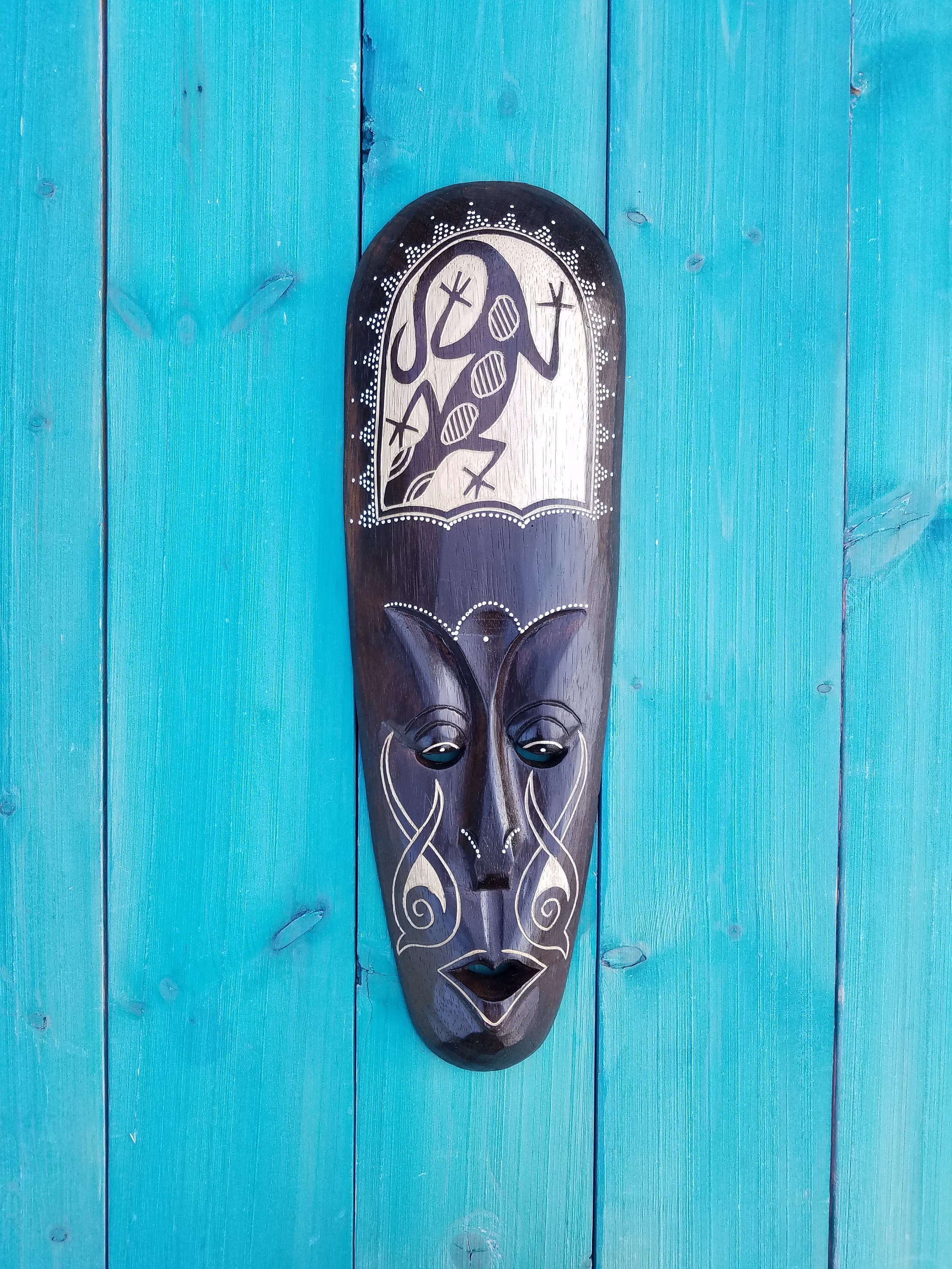 Gecko lizard Tribal African Tiki mask Hawaiian luau Tropical | Etsy