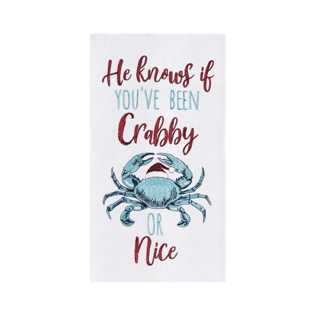 Blue Crab Kitchen Towel he Knows If You've Been Crabby or Nice Holiday ...