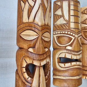 Tiki Mask Tiki Decor Hawaiian Luau Tropical Tribal 12" Set of 3 - Etsy