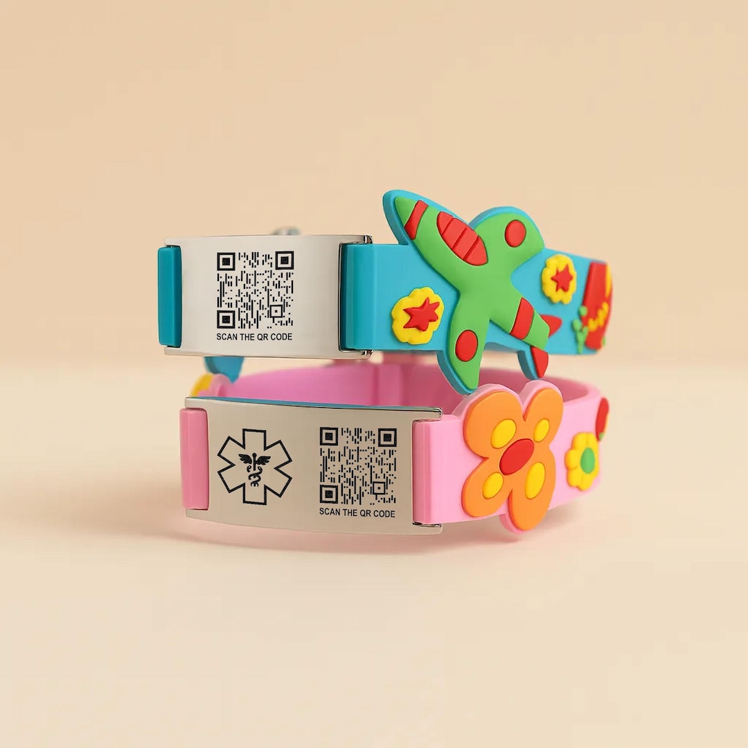 Smart QR Code Kids Emergency Bracelet, Personalized Scannable Medical ...