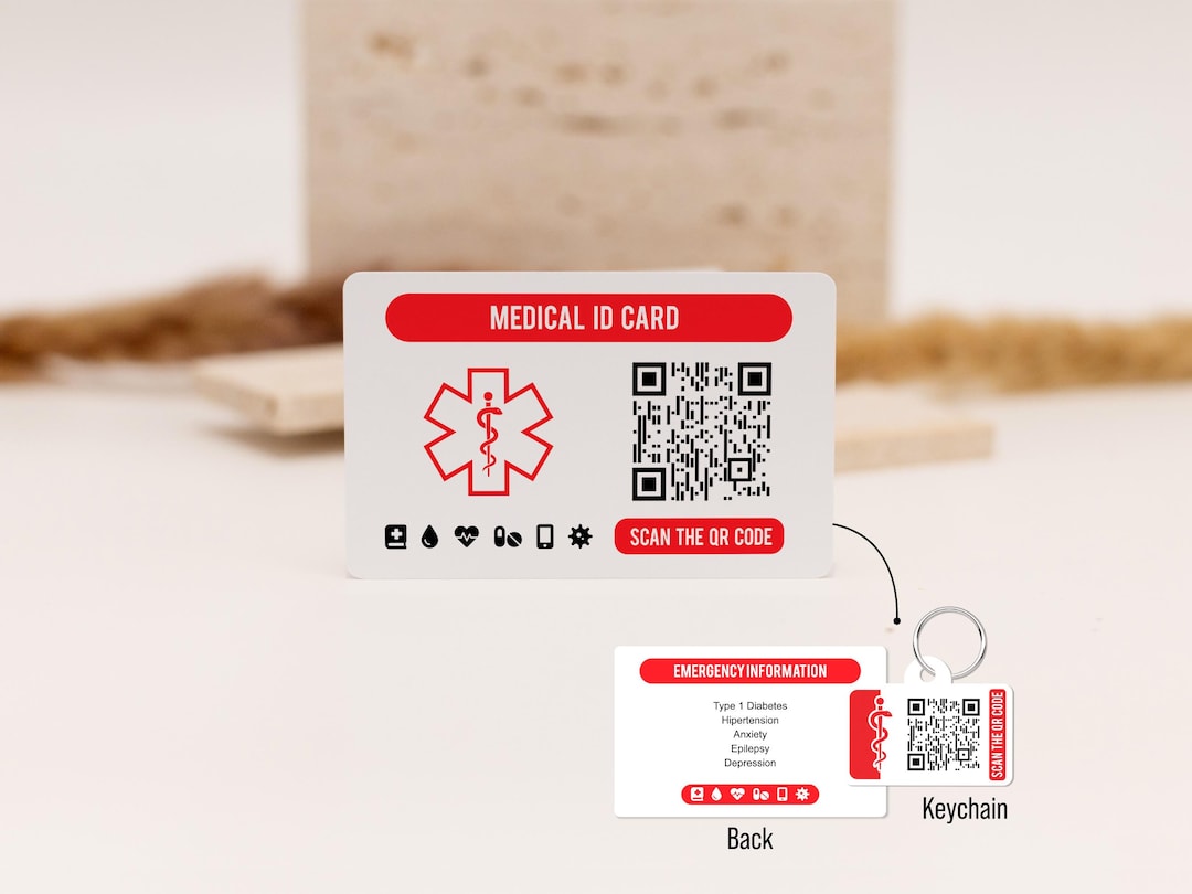 Medical ID Smart QR Code Wallet Card, Custom Emergency Contact ...