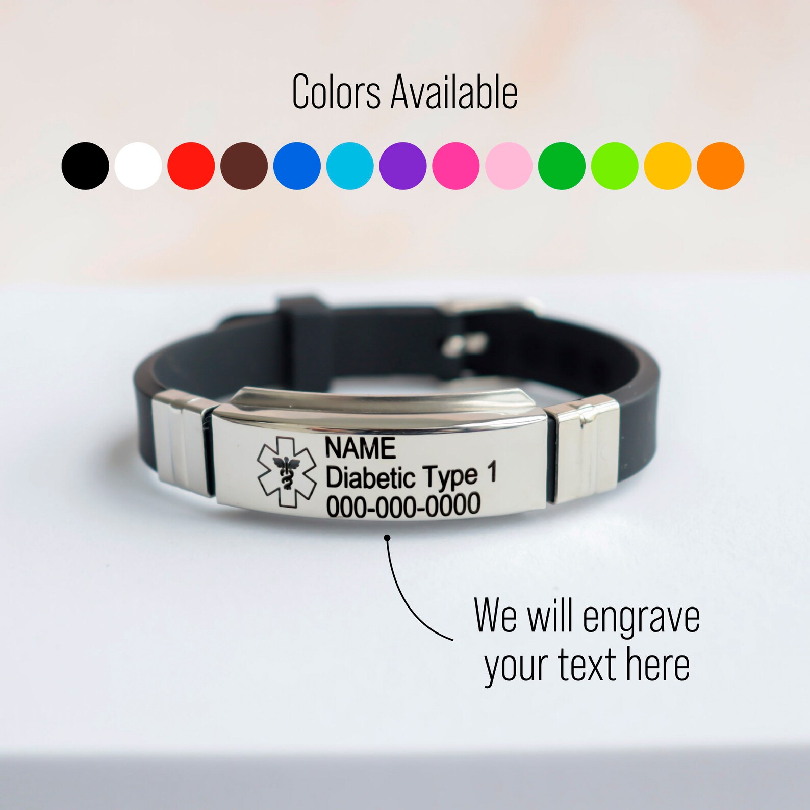 Emergency Bracelet Personalized Medical Alert Bracelet - Etsy