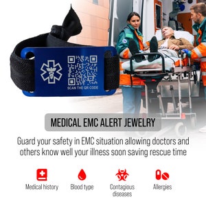 Custom Smart Scannable QR Code Medical Bracelet, Health Emergency ID ...