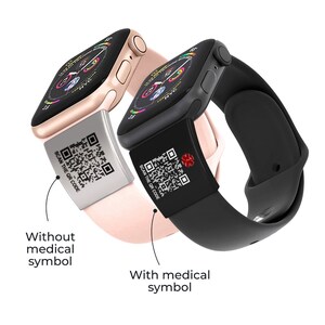 Alert Smart QR Code ID Tag for Watch Band, Engraved Apple Watch Safety ...