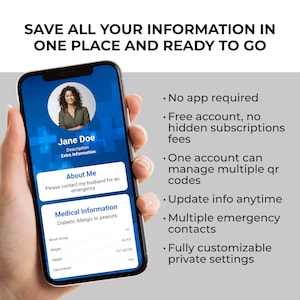 QR Code Smart Emergency Bracelet, Personalized Scannable Safety Medical ...