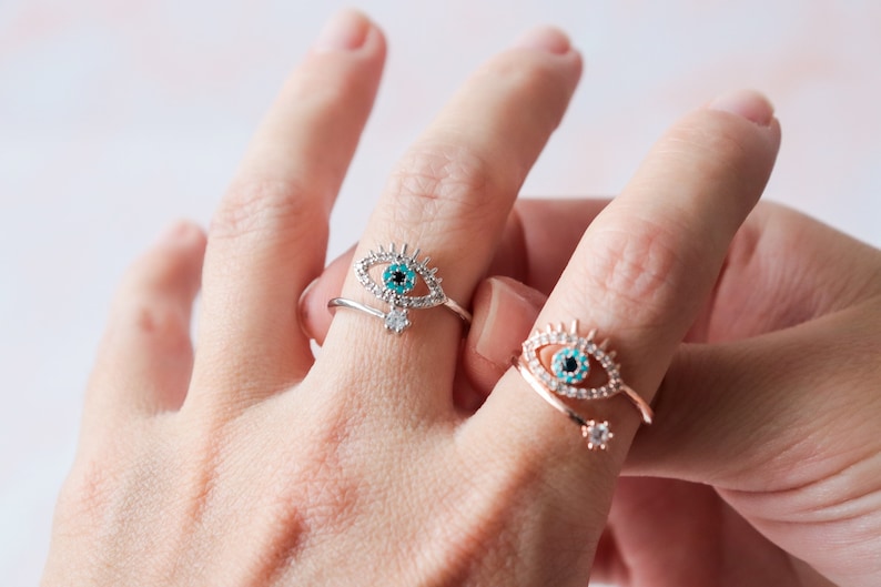 Evil Eye Ring Evil Eye Ring Rose Gold Protective Ring All | Etsy