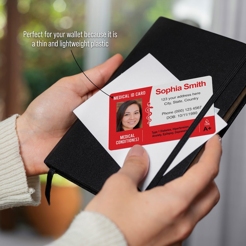 Personalized Medical Alert ID Card, Custom Emergency Contact & Photo ...