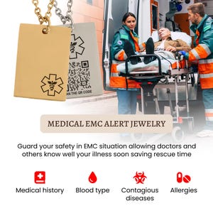 Medical ID Smart QR Code Elegant Necklace for Women, Custom Scannable ...