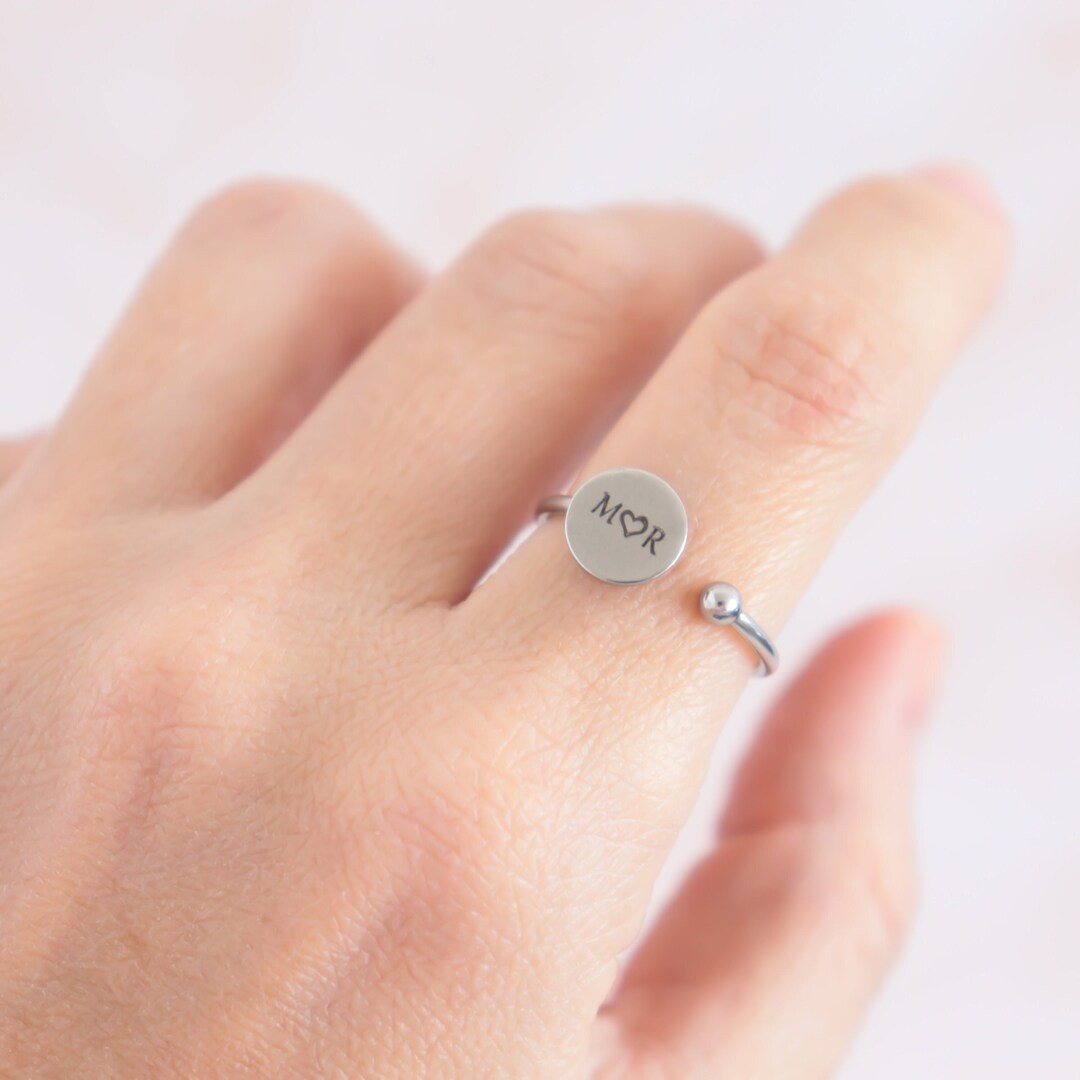 Custom Engraved Ring, Adjustable Personalized Ring, Stainless Steel ...