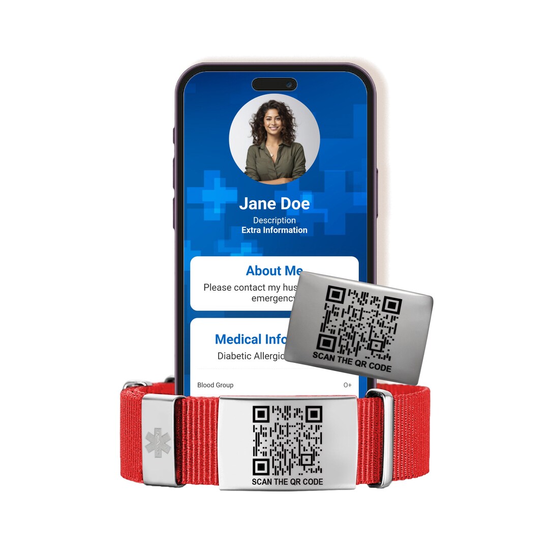 QR Code Smart Emergency Bracelet, Personalized Scannable Safety Medical ...