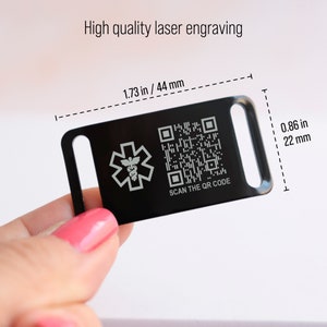 Custom Smart Scannable QR Code Medical Bracelet, Health Emergency ID ...