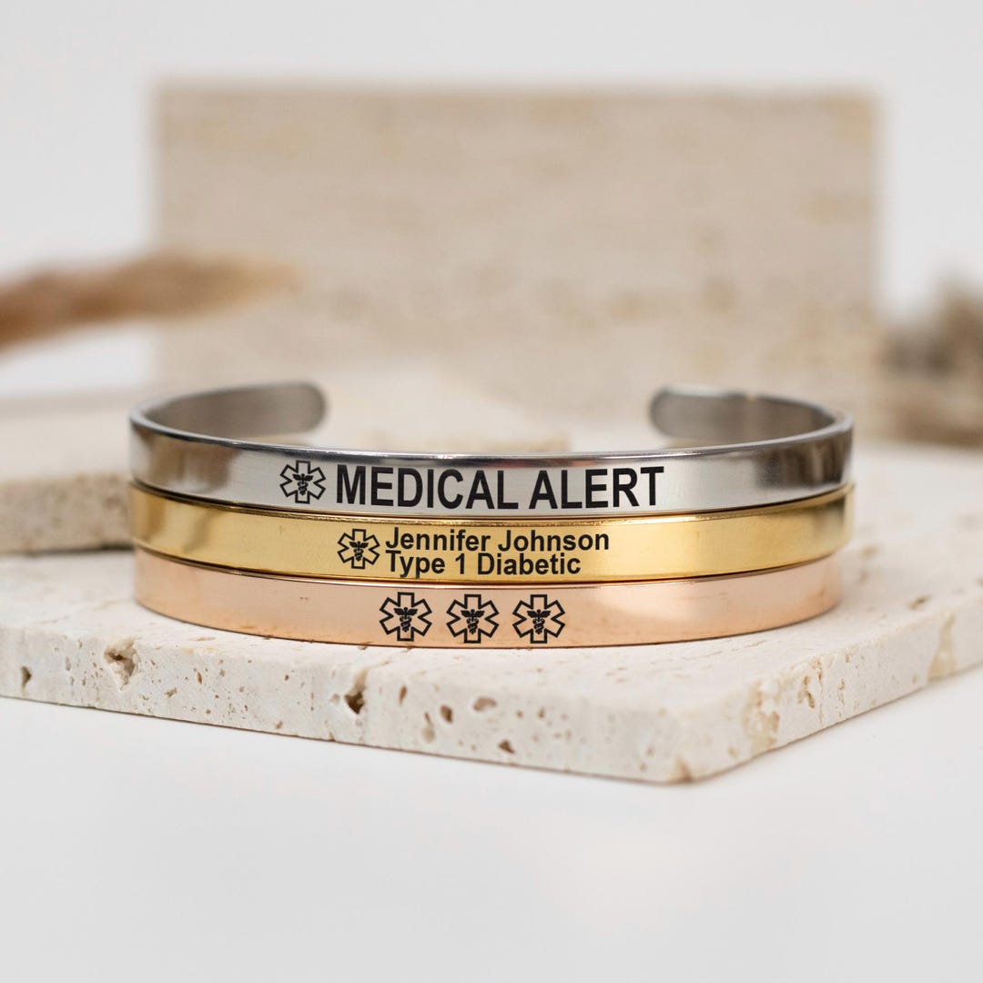 Medical Alert Bracelet Women, Personalized Emergency Bracelet, Allergy ...