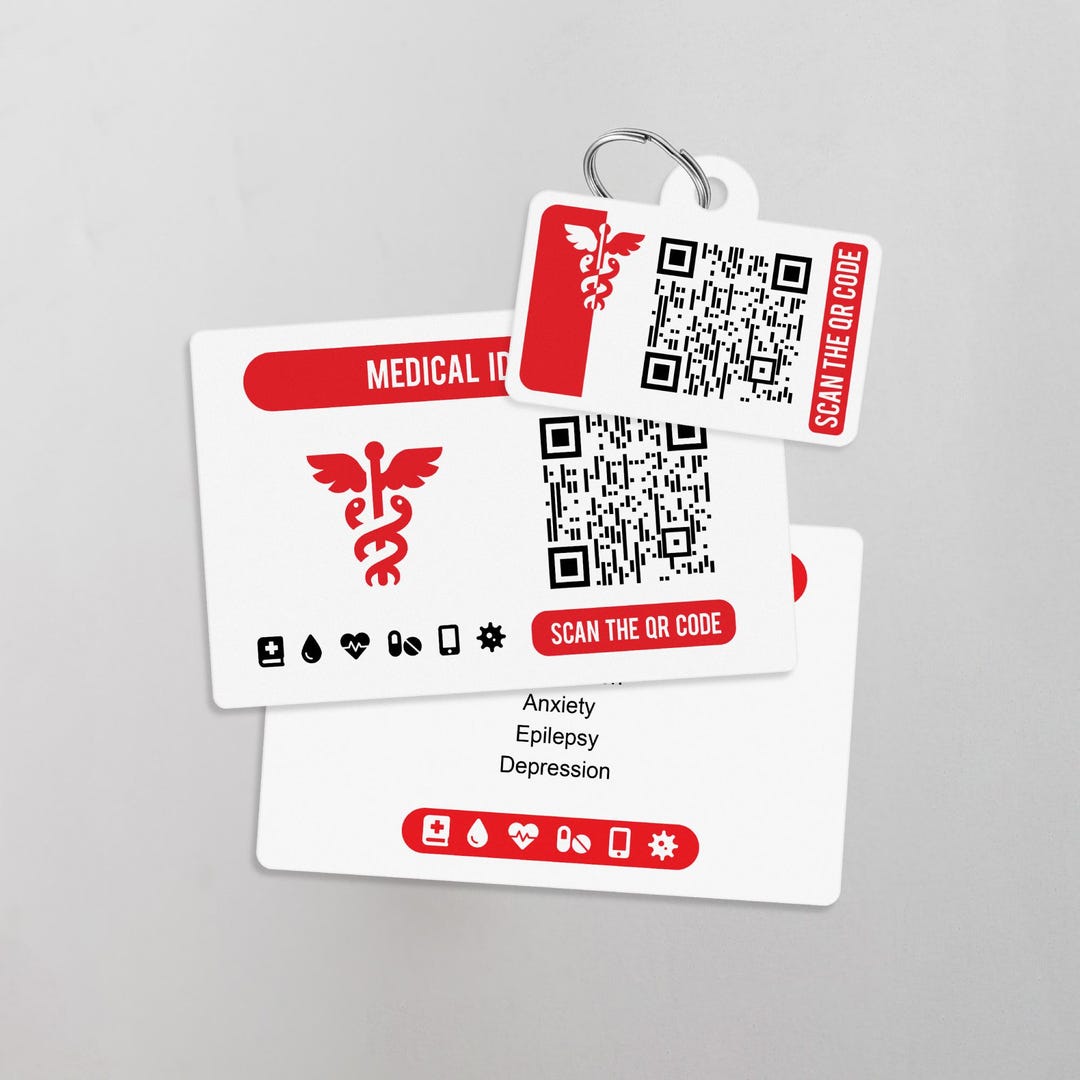 Medical ID Smart QR Code Wallet Card, Custom Emergency Contact ...