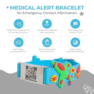 Smart QR Code Kids Emergency Bracelet, Personalized Scannable Medical ...