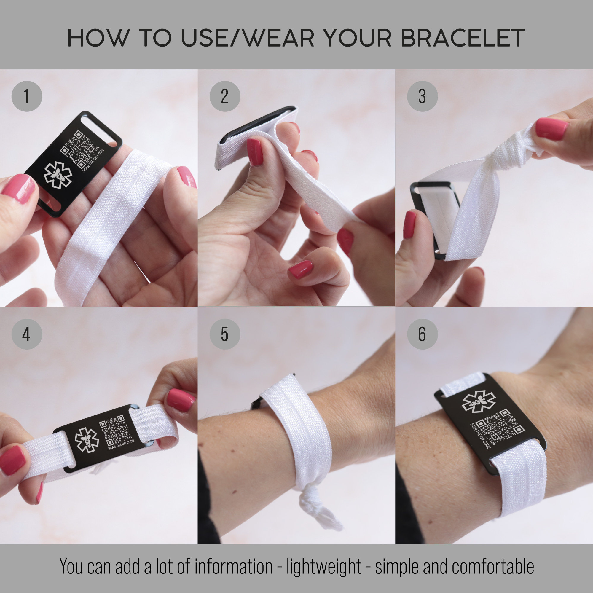 Custom Smart Scannable QR Code Medical Bracelet, Health Emergency ID ...