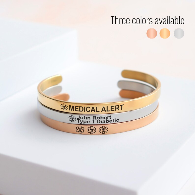 Medical Alert Bracelet Women Personalized Emergency Bracelet - Etsy