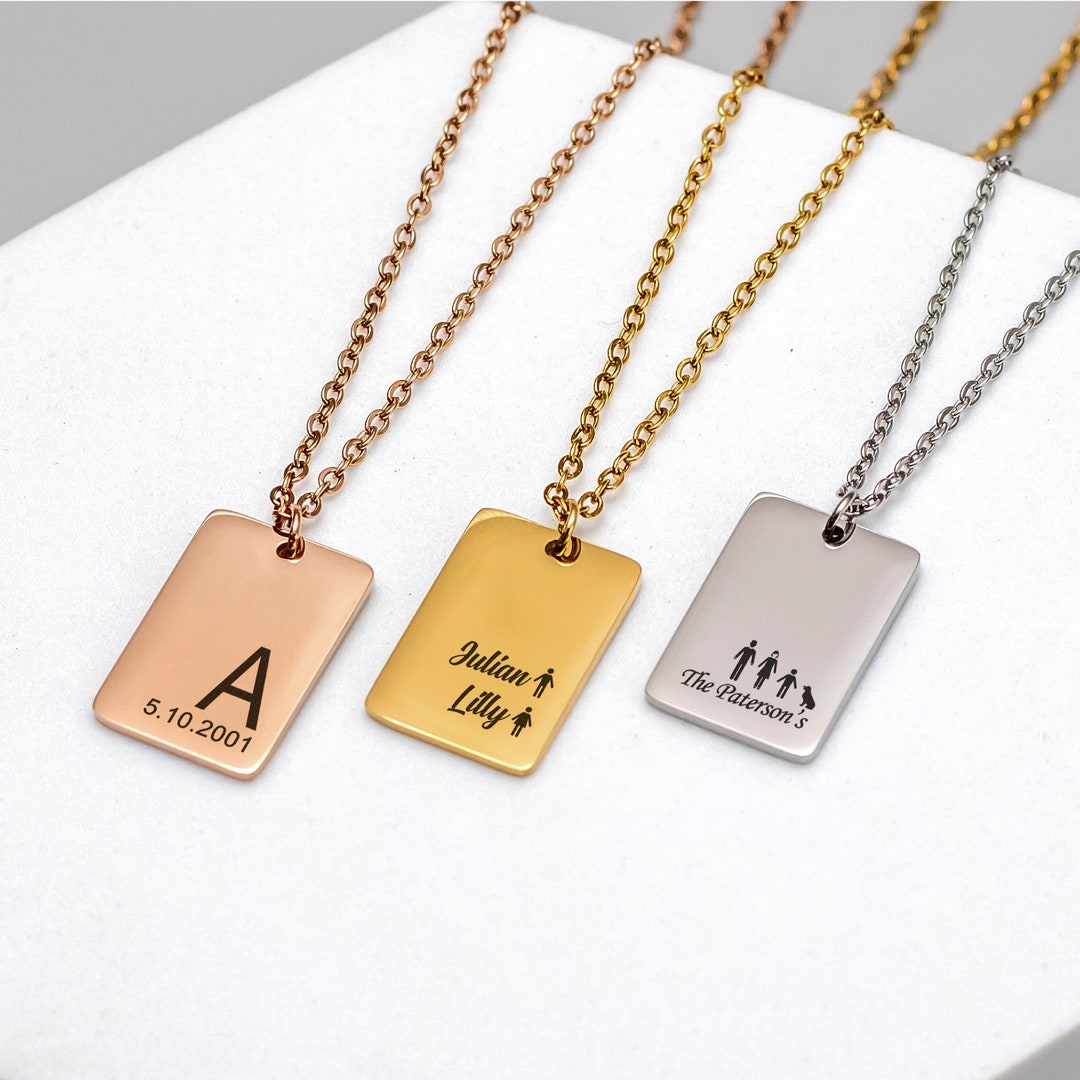 Personalized Mother's Day Necklace: Custom Engraved Pendant With Kids ...