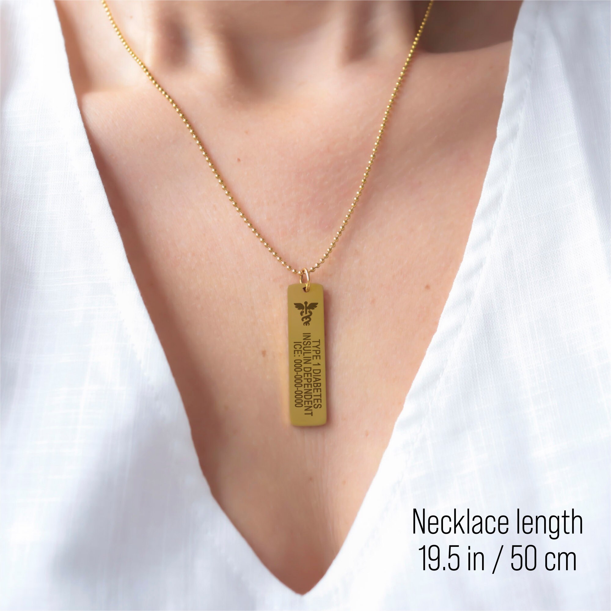 Medical ID Necklace for Men & Women, Custom Medical Alert Necklace ...
