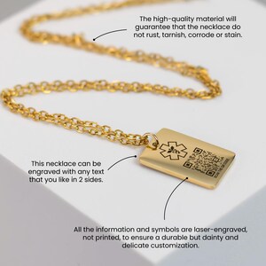 Medical ID Smart QR Code Elegant Necklace for Women, Custom Scannable ...