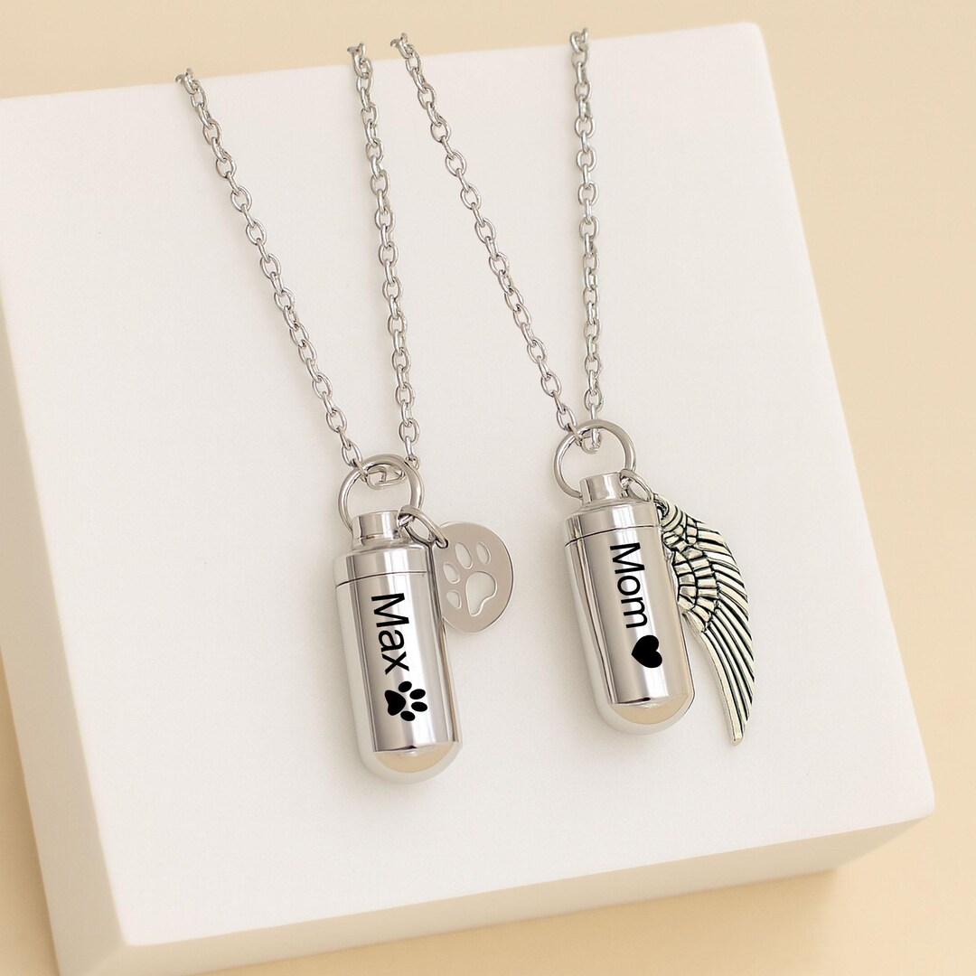 Personalized Memorial Urn Necklace for Human & Pets Ashes, Guardian ...