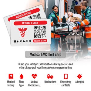Medical ID Smart QR Code Wallet Card, Custom Emergency Contact ...