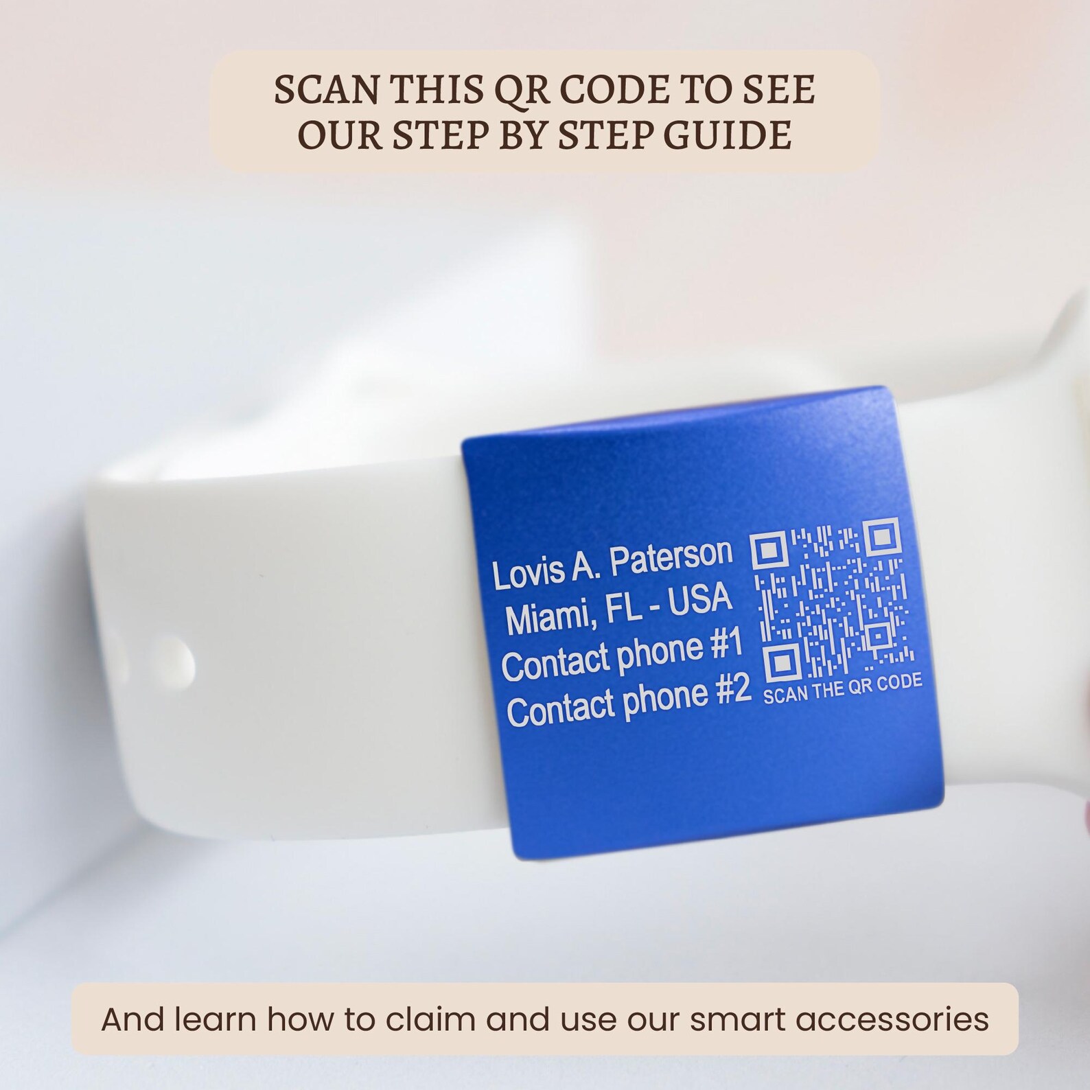 Custom Alert Smart QR Code ID Tag for Watch Band, Engraved Apple Watch ...
