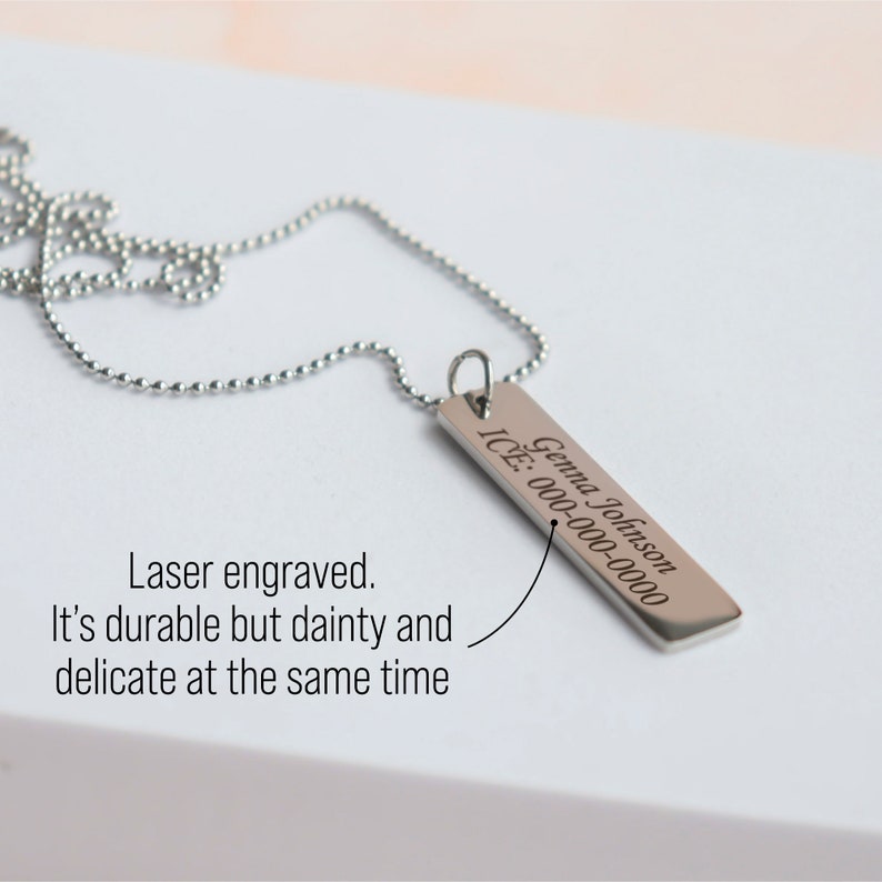 Medical ID Necklace for Men & Women Custom Medical Alert - Etsy