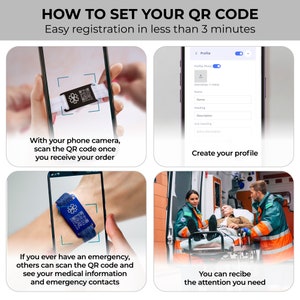 Custom Smart Scannable QR Code Medical Bracelet, Health Emergency ID ...